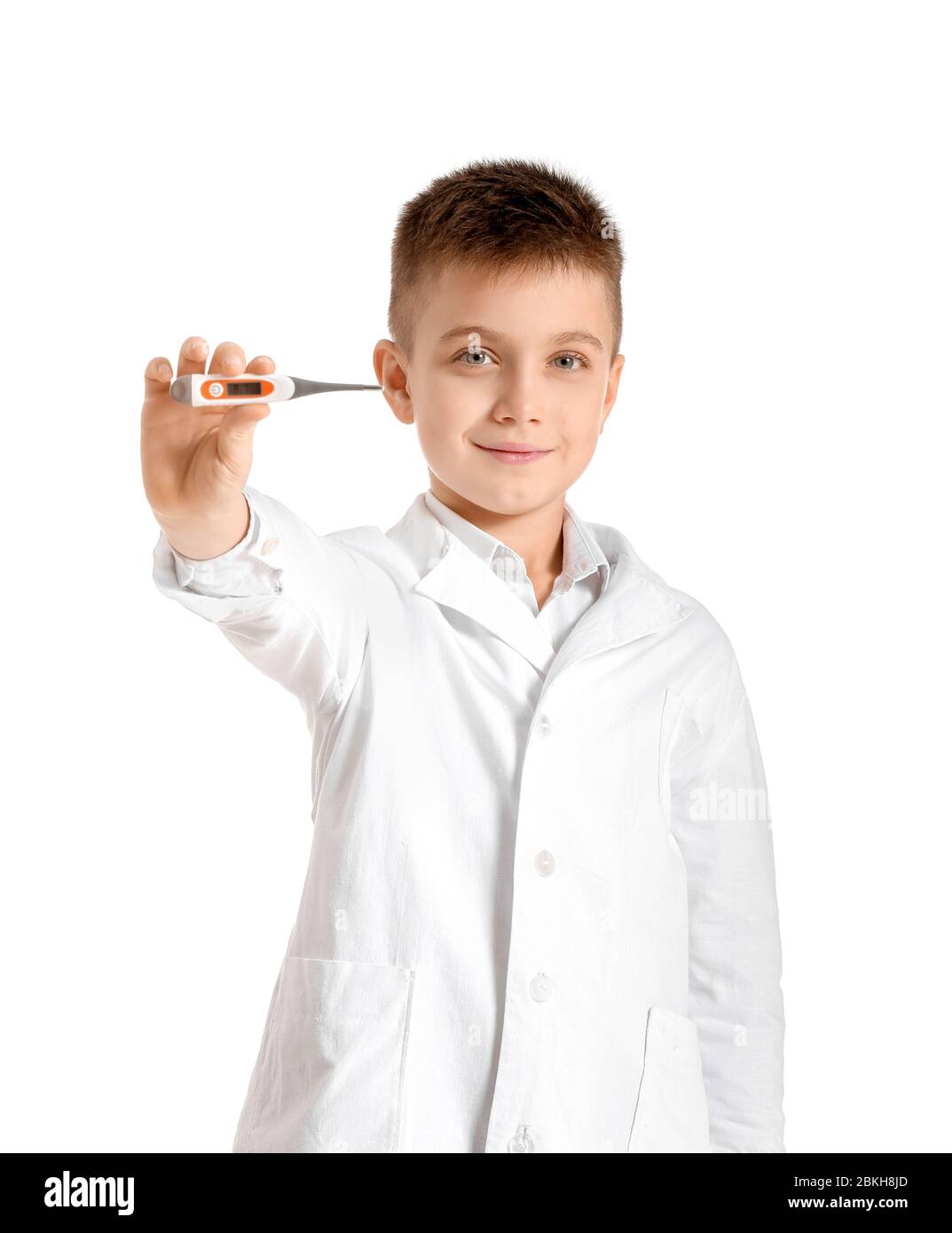 Cute little doctor on white background Stock Photo - Alamy