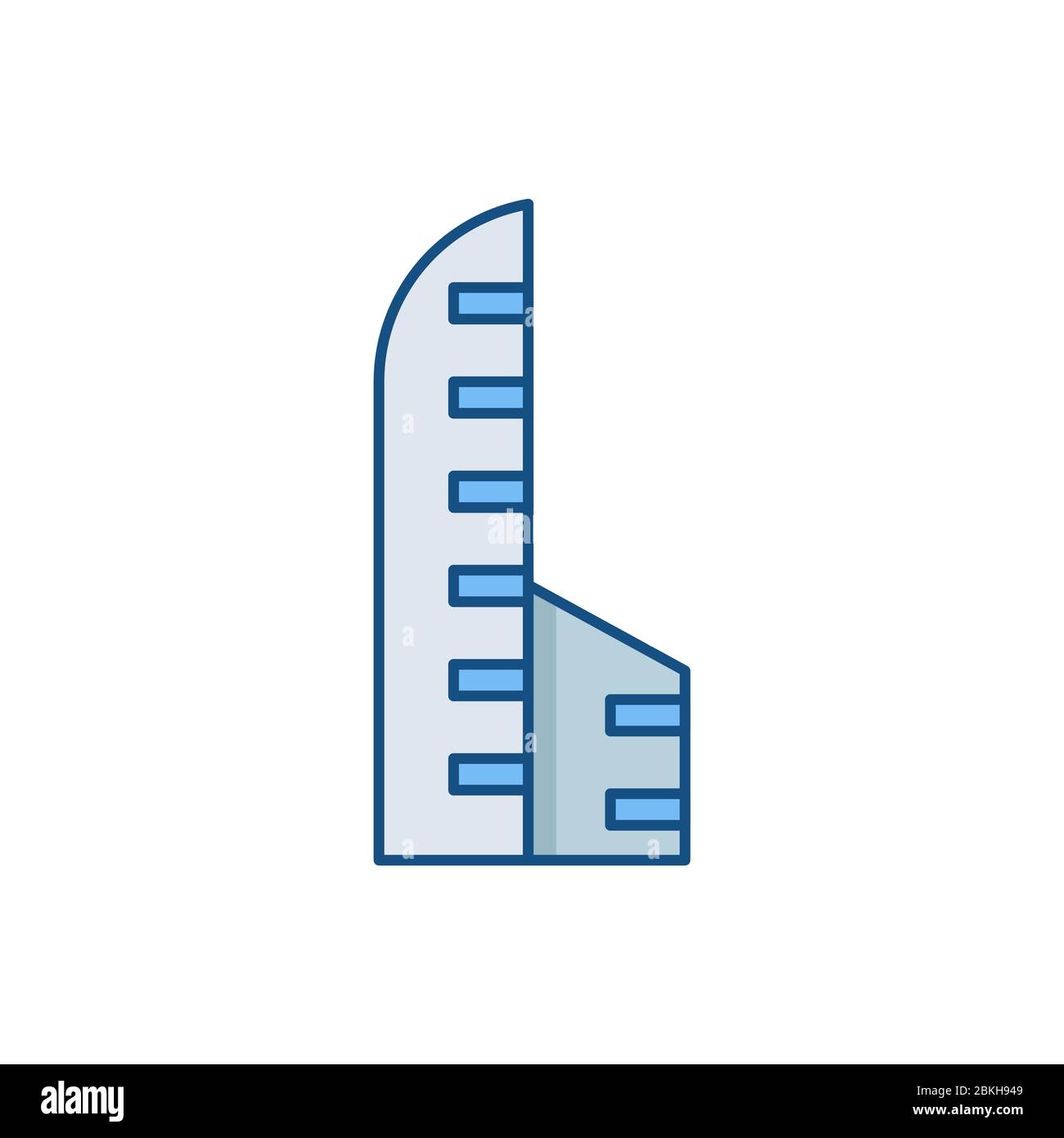 Skyscraper building construction vector icon isolated on white ...