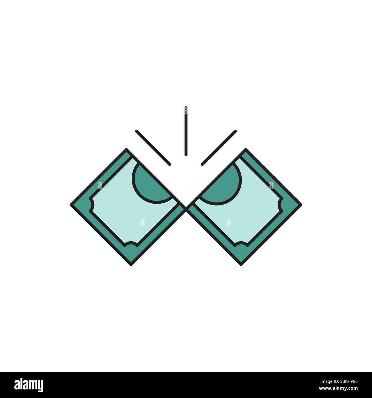 Tearing money banknote vector icon symbol isolated on white background ...