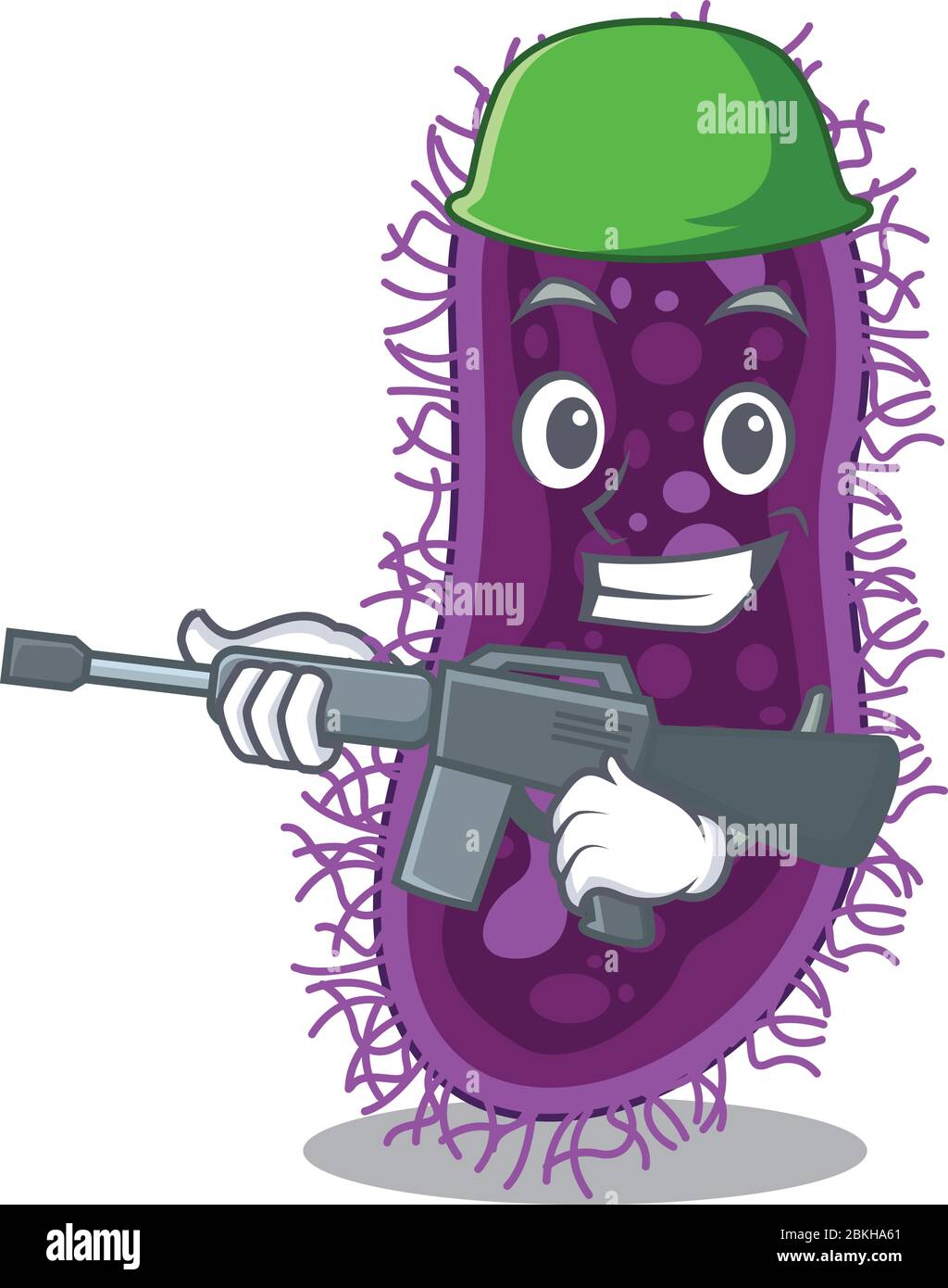 A cartoon picture of lactobacillus rhamnosus bacteria in Army style ...