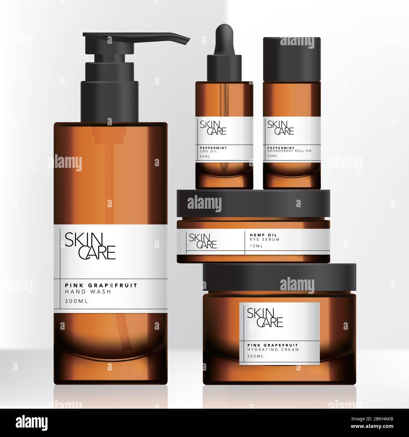 Vector Tinted Brown Glass or Plastic Jar, Pump Bottle, Dropper Bottle ...