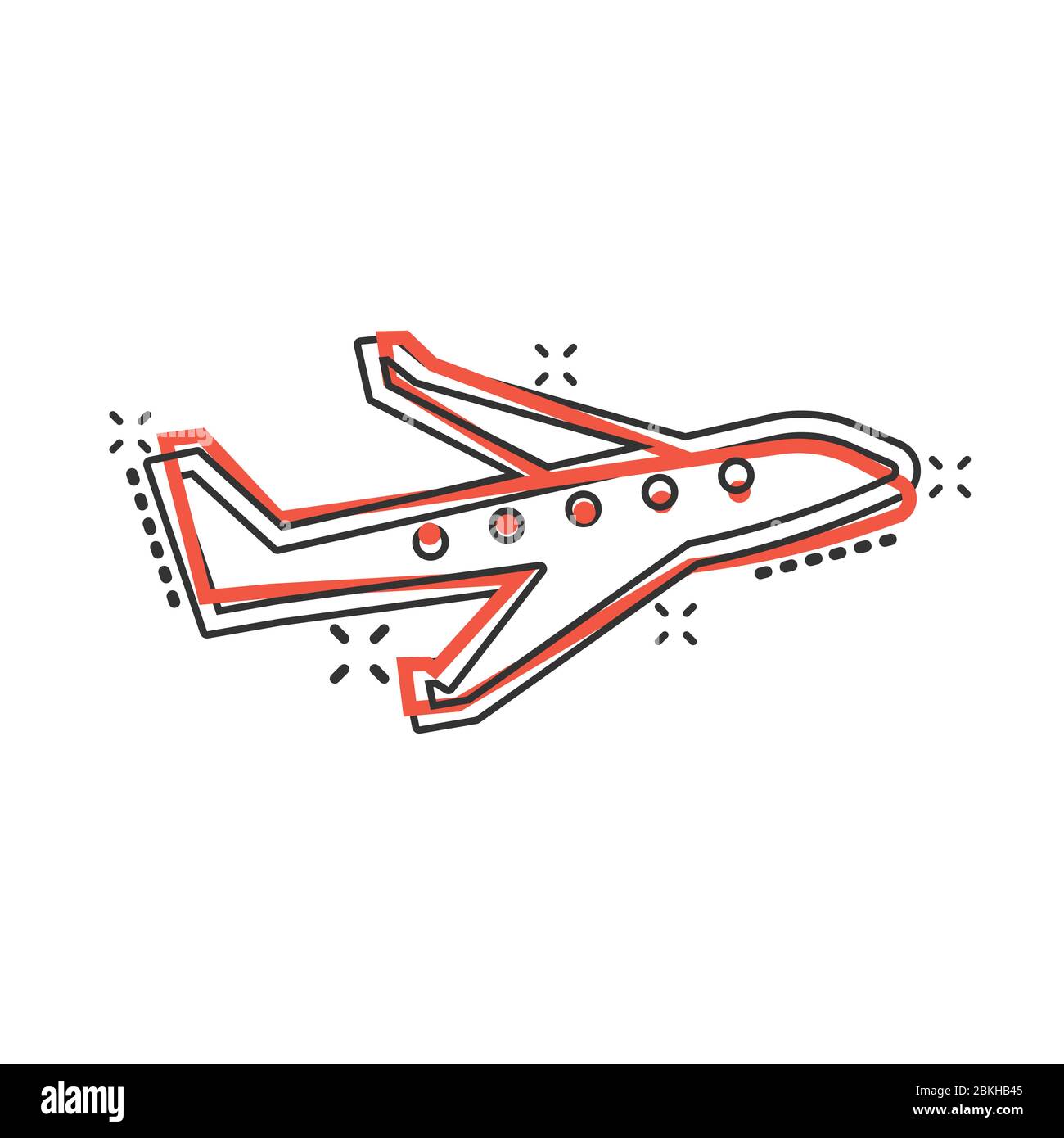 Plane icon in comic style. Airplane cartoon vector illustration on ...