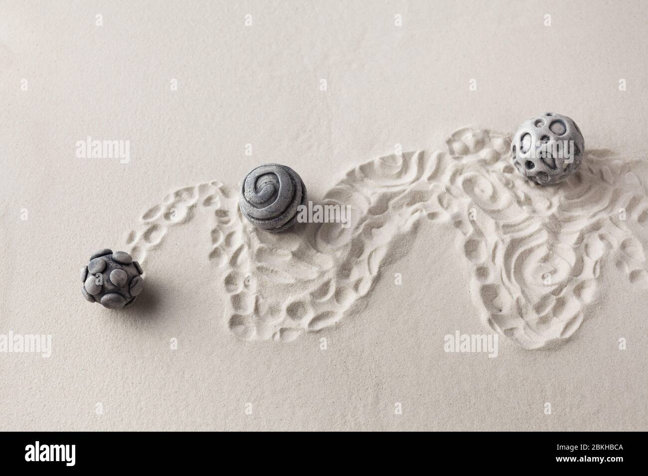 Sensory sand game. Modern zen garden concept. Top view Stock Photo - Alamy