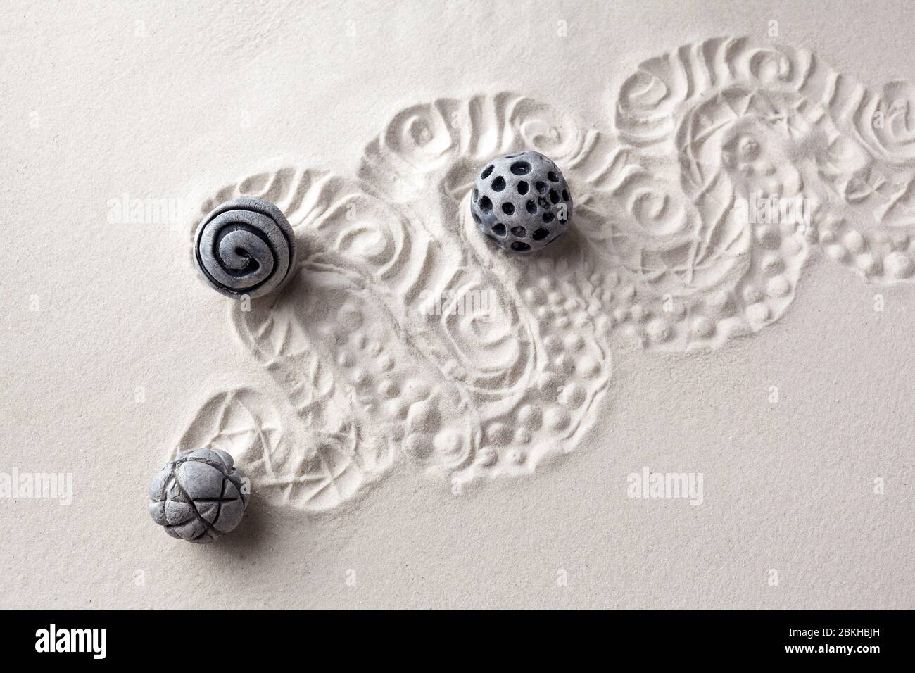 Sensory sand game. Modern zen garden concept. Top view Stock Photo - Alamy