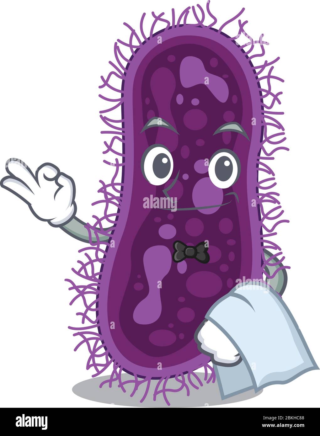 A cartoon character of lactobacillus rhamnosus bacteria waiter working ...