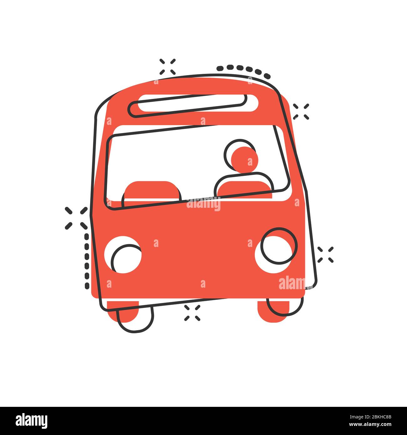 Bus icon in comic style. Coach cartoon vector illustration on white ...
