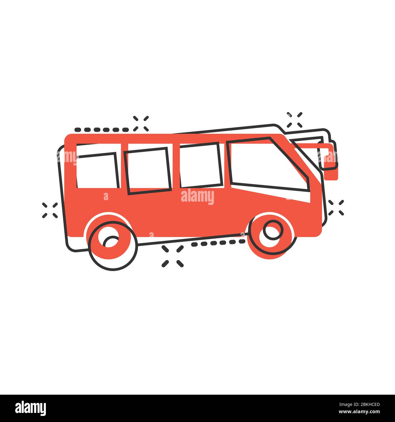 Bus icon in comic style. Coach cartoon vector illustration on white ...
