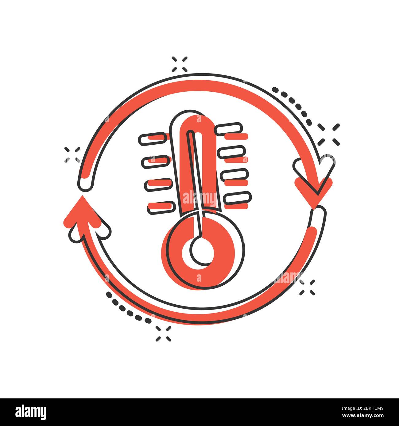 Thermometer climate control icon in comic style. Meteorology balance ...