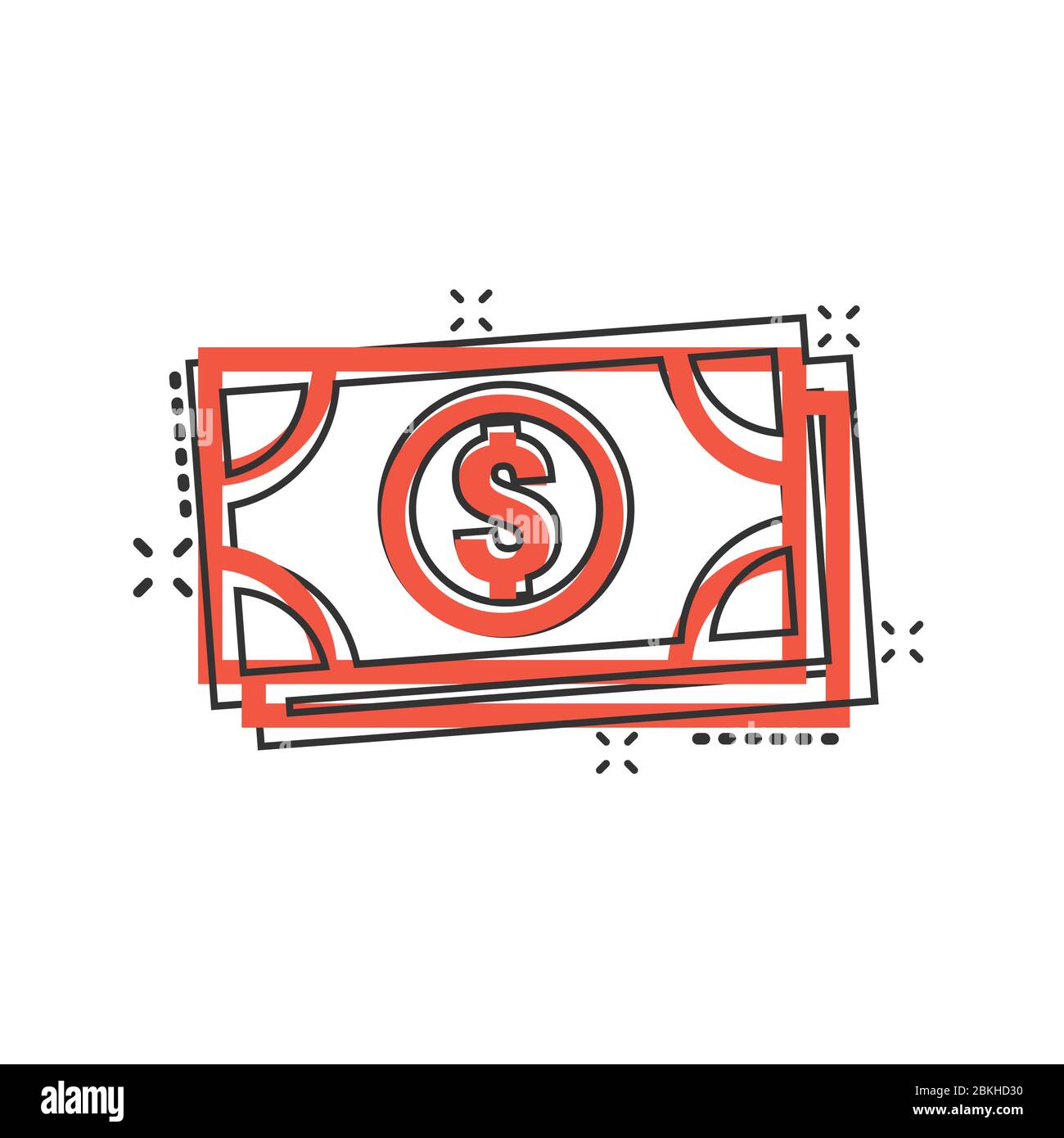 Dollar currency banknote icon in comic style. Dollar cash cartoon ...