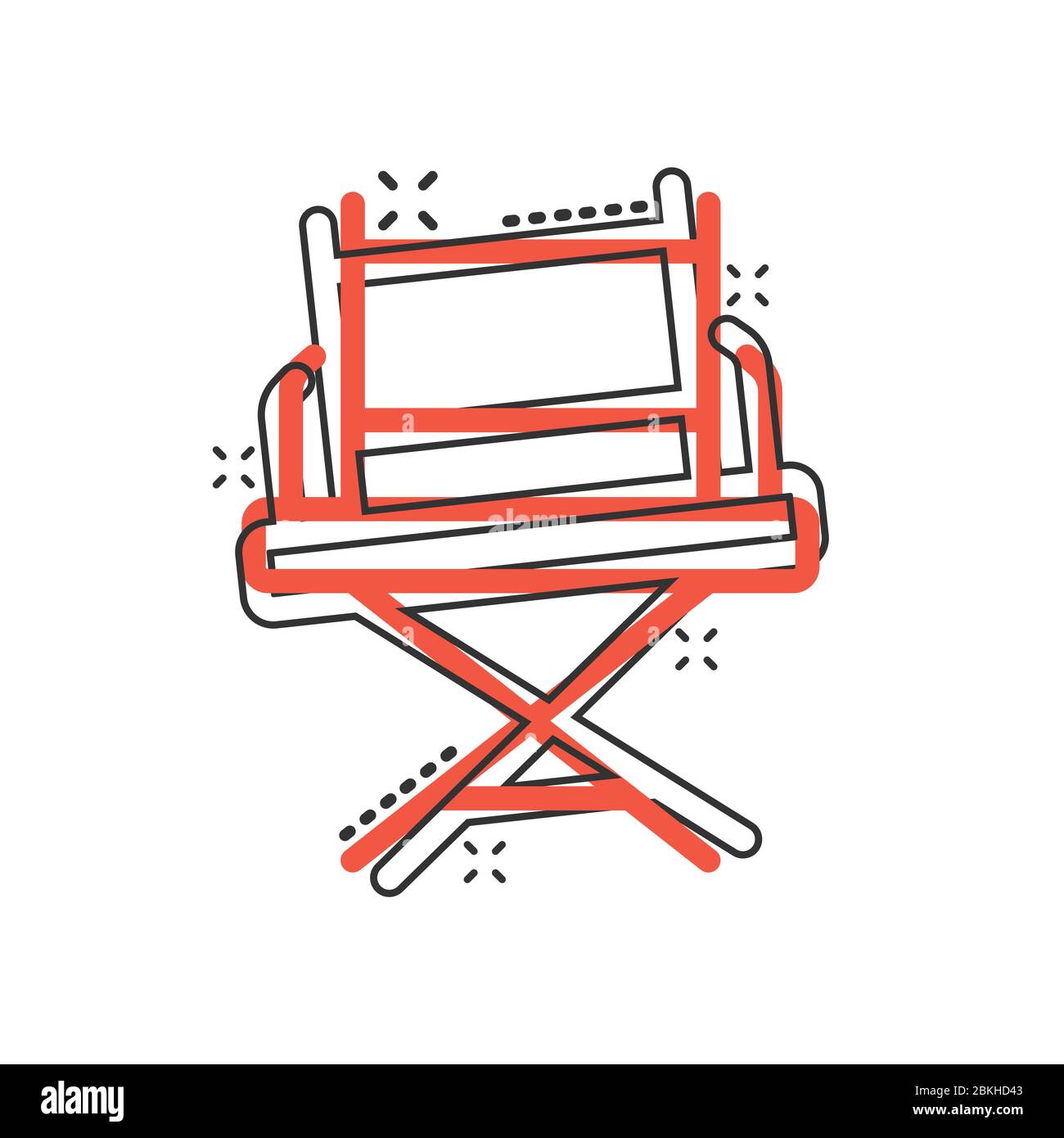 Director chair icon in comic style. Producer seat cartoon vector ...
