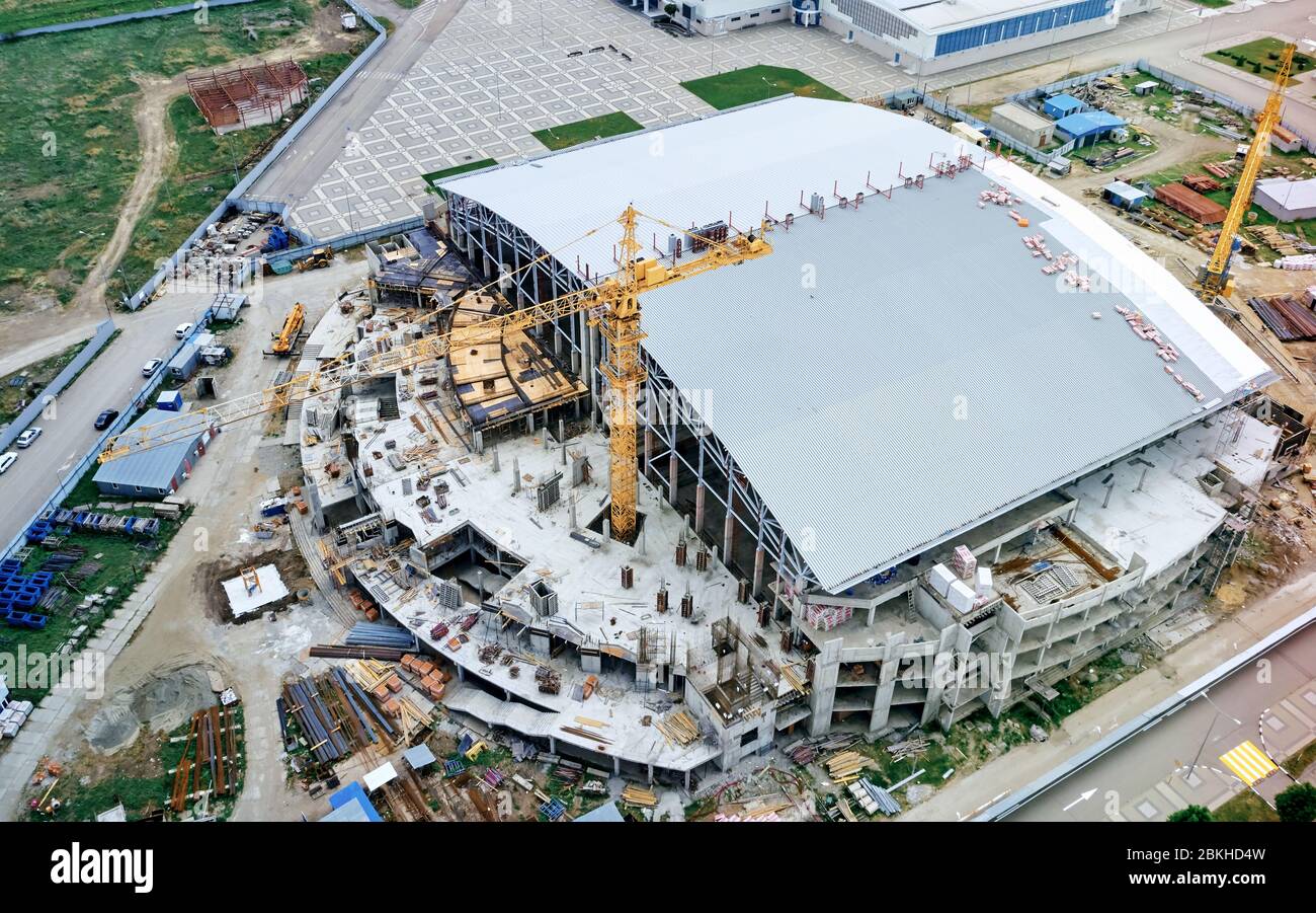 aerial view of construction a large construction site Stock Photo - Alamy