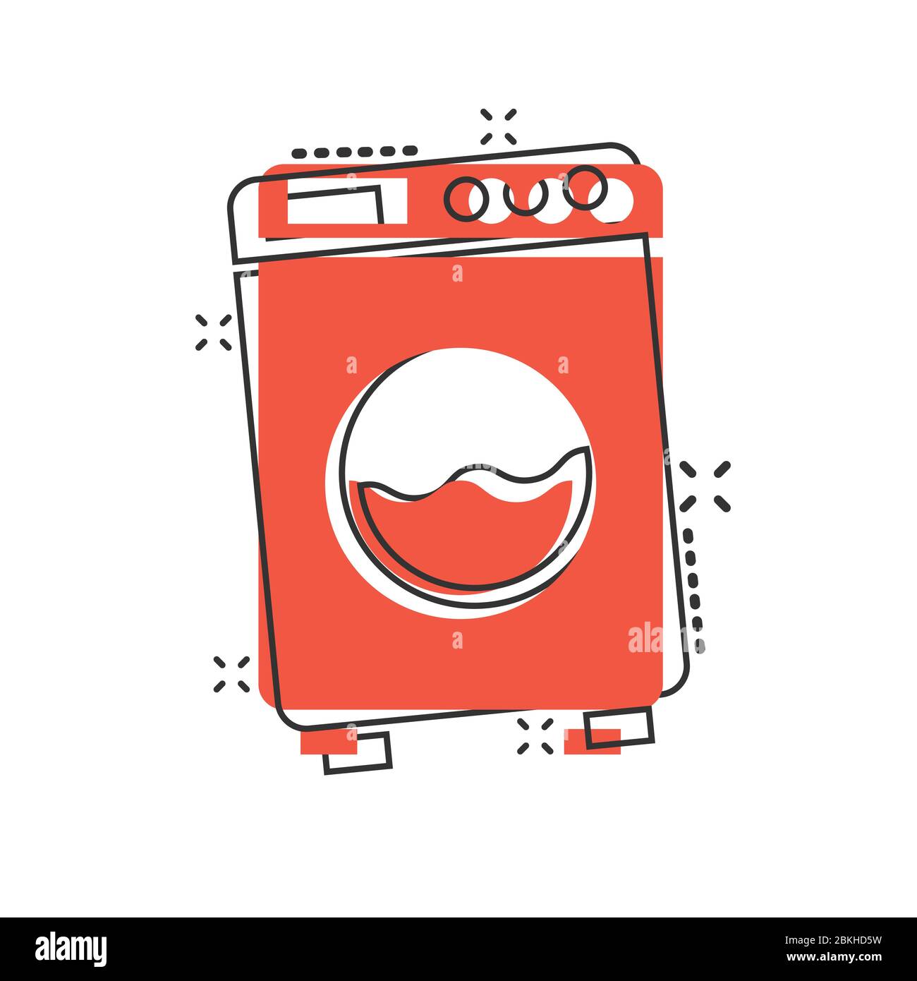 Washing machine icon in comic style. Washer cartoon vector illustration ...