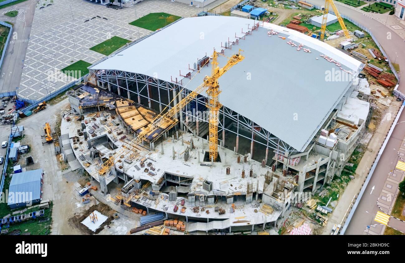 aerial view of construction a large construction site Stock Photo - Alamy