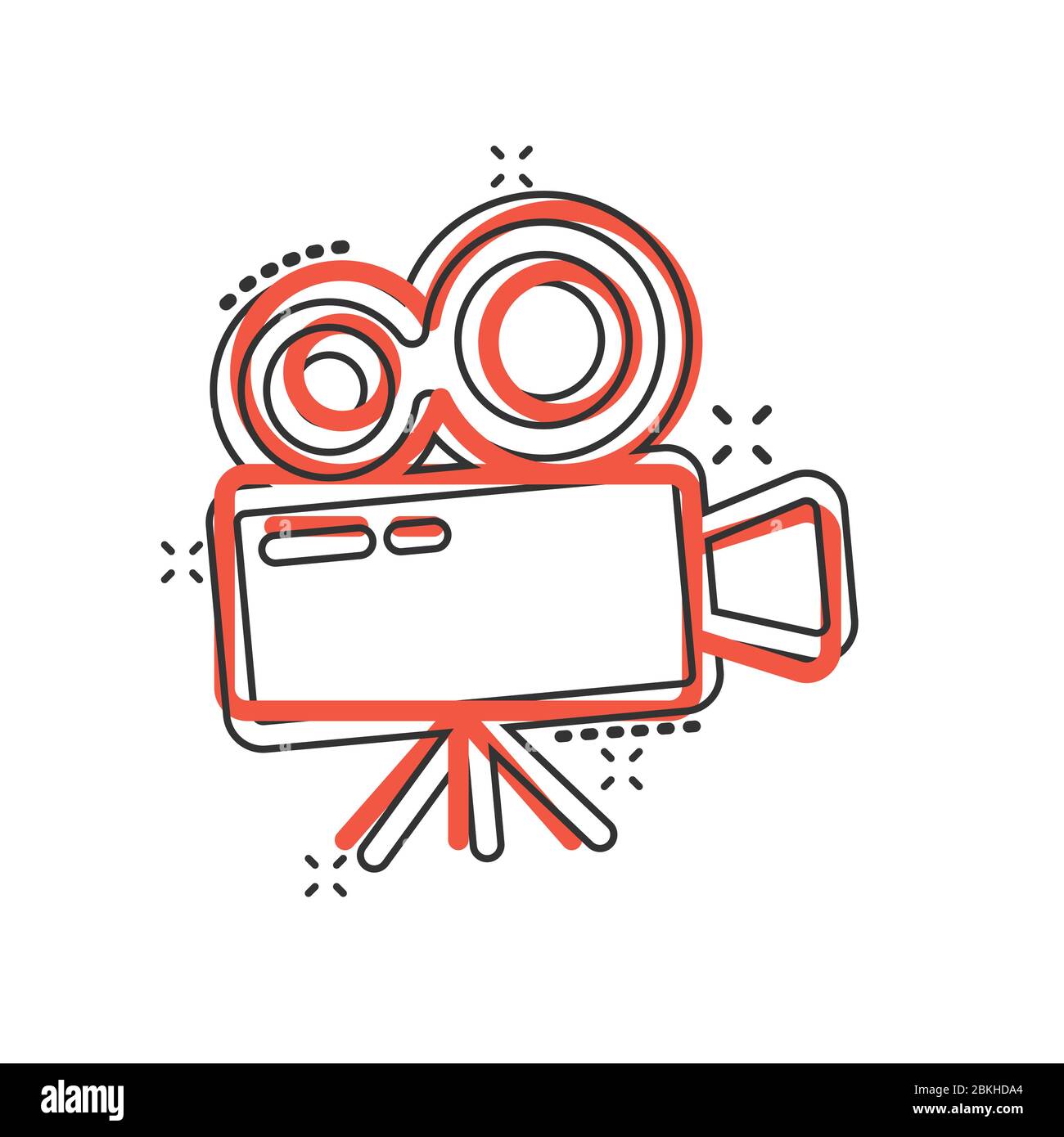 Projector icon in comic style. Cinema camera cartoon vector ...