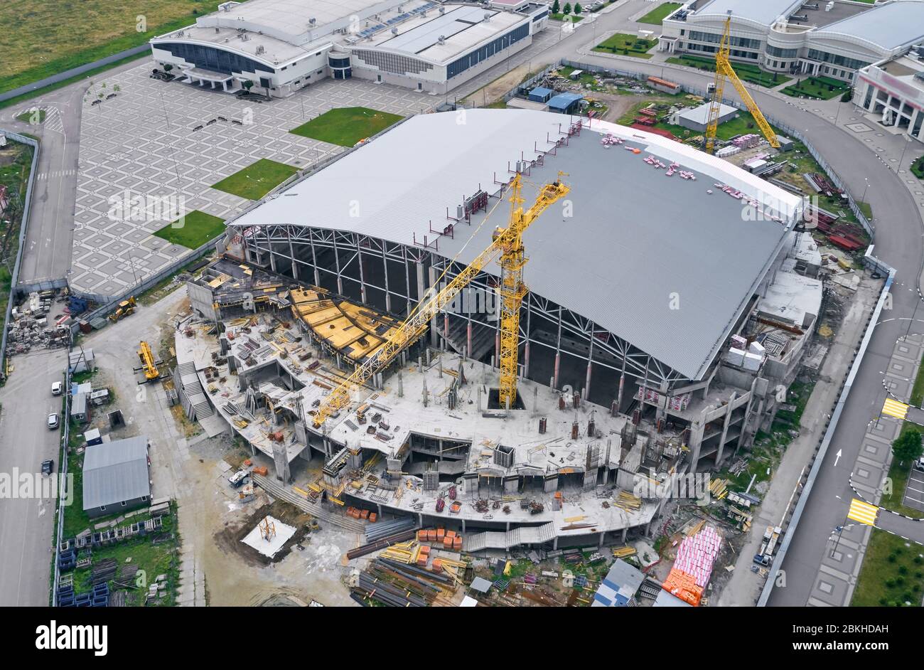 aerial view of construction a large construction site Stock Photo - Alamy