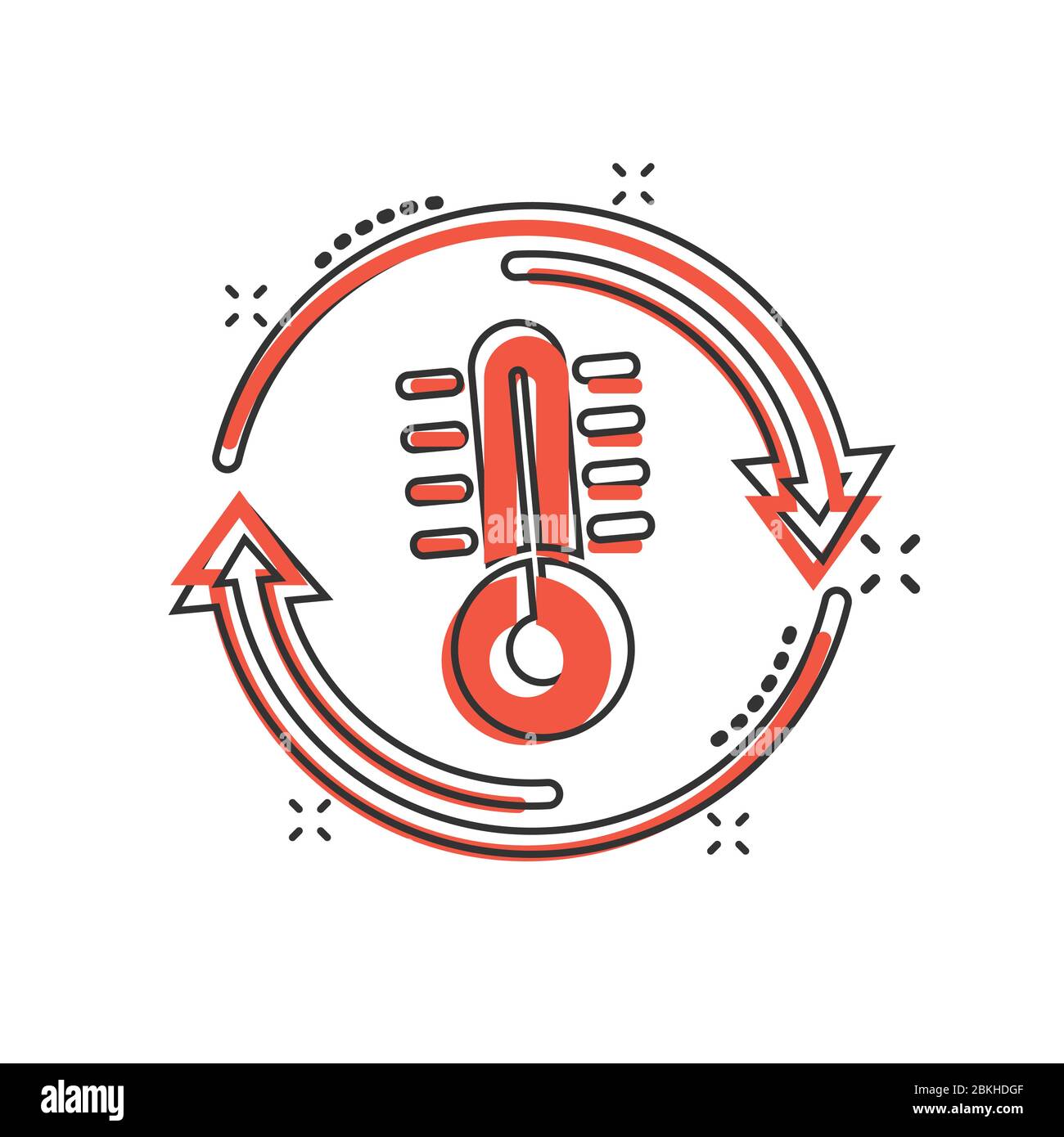 Thermometer climate control icon in comic style. Meteorology balance ...