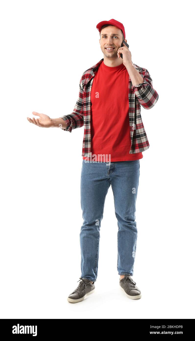 Truck driver on mobile phone Cut Out Stock Images & Pictures - Alamy