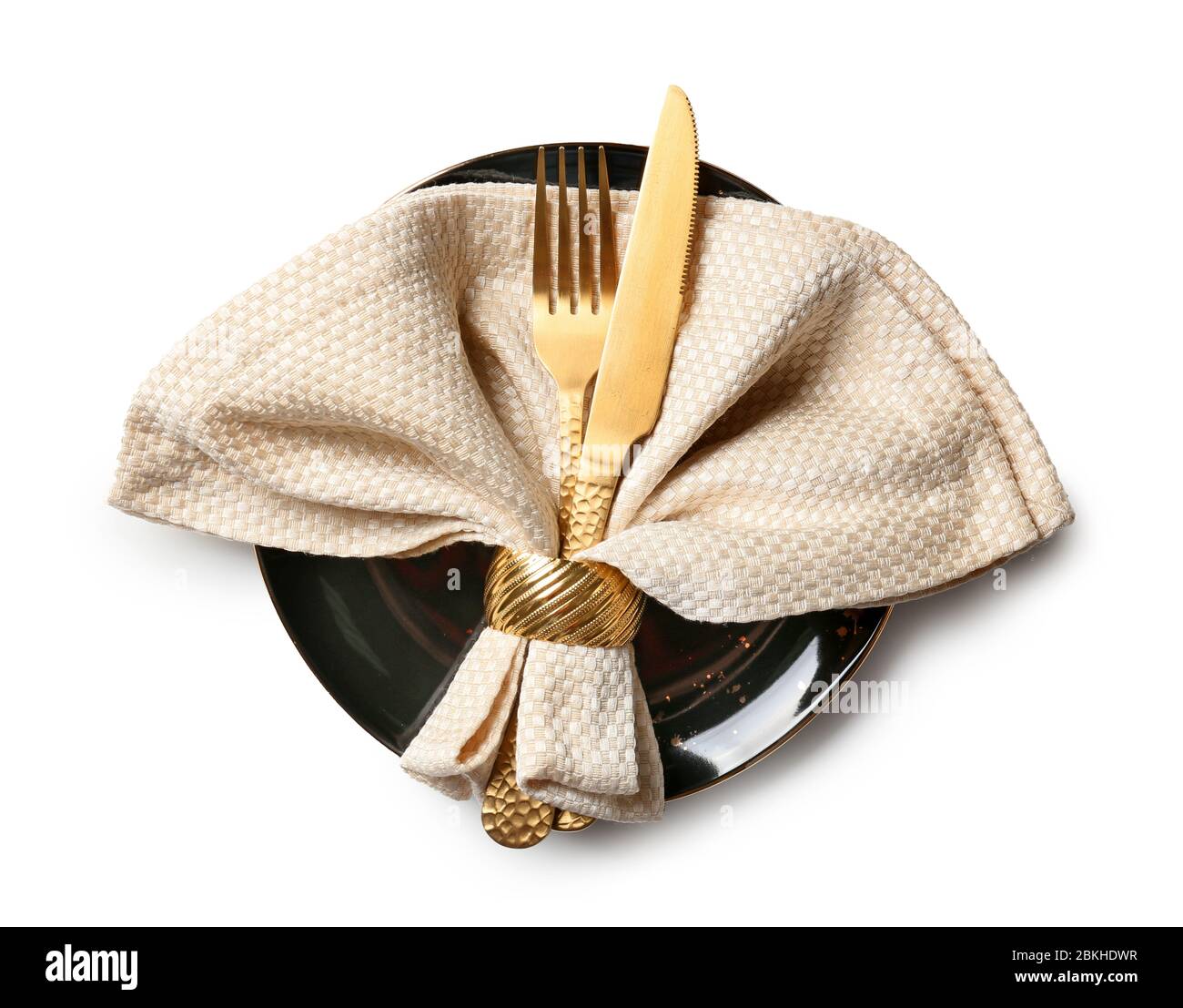 Holiday table setting golden Cut Out Stock Images & Pictures - Alamy