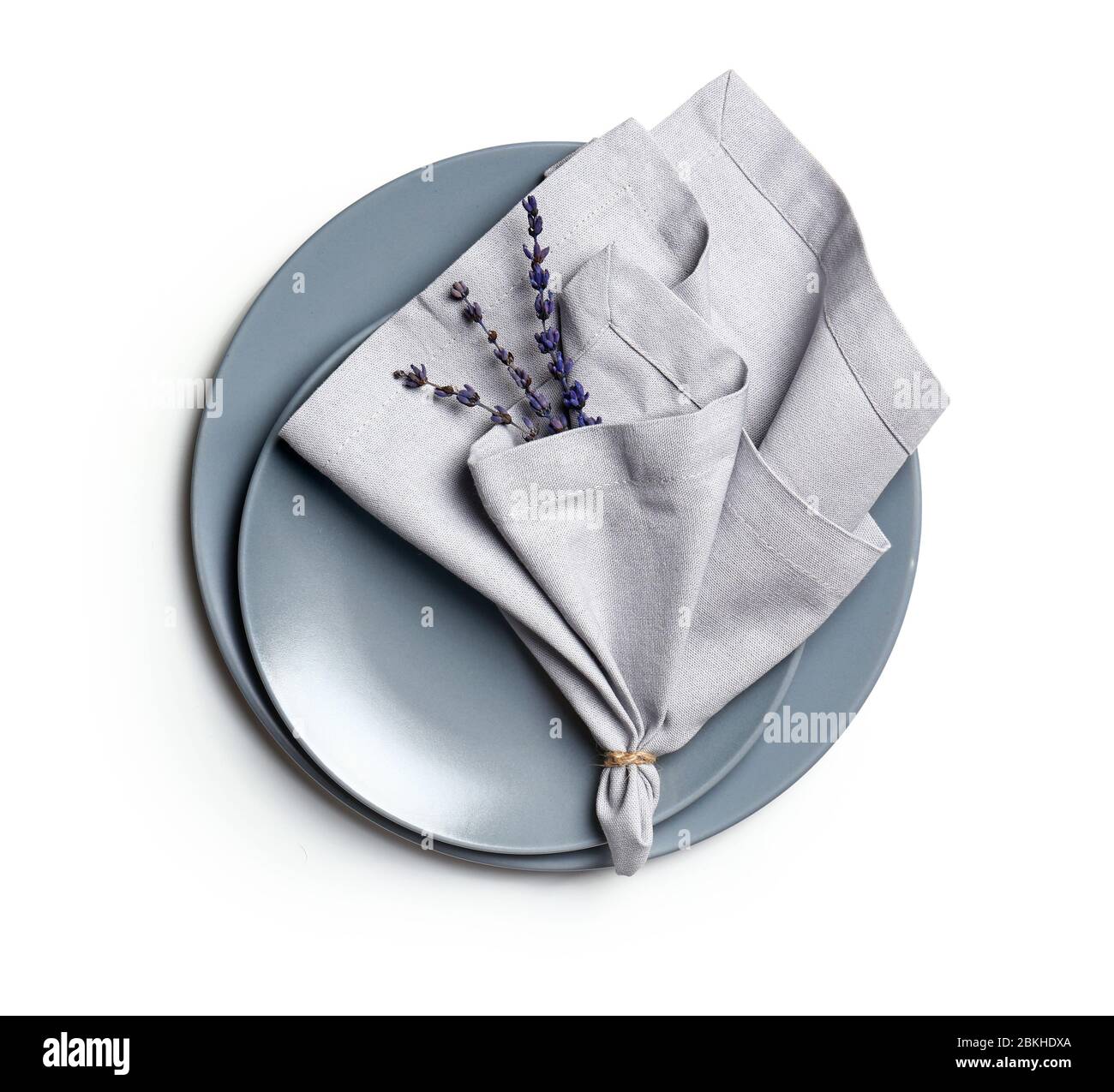 Beautiful table setting on white background Stock Photo - Alamy