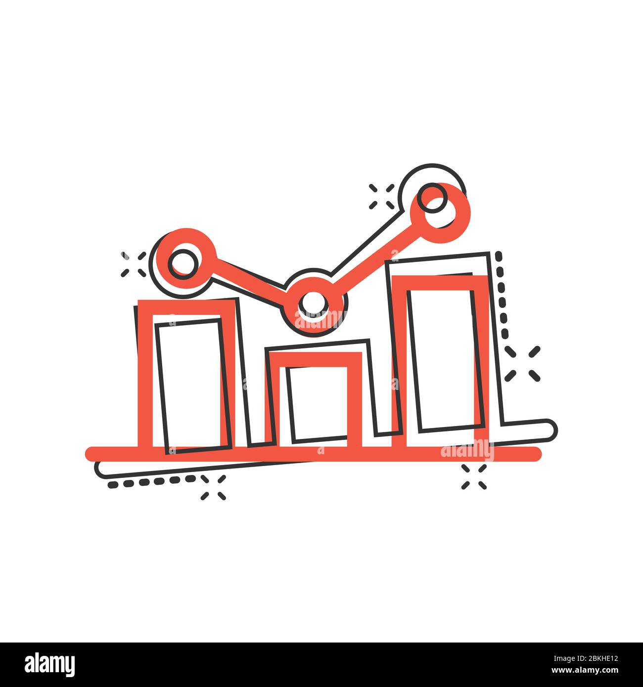 Growing bar graph icon in comic style. Increase arrow cartoon vector ...