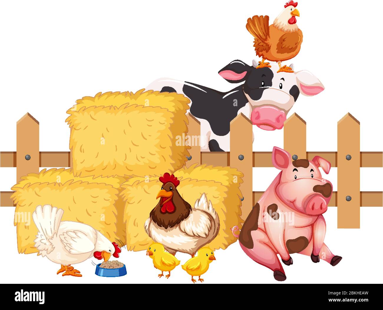 Many farm animals on white background illustration Stock Vector Image ...