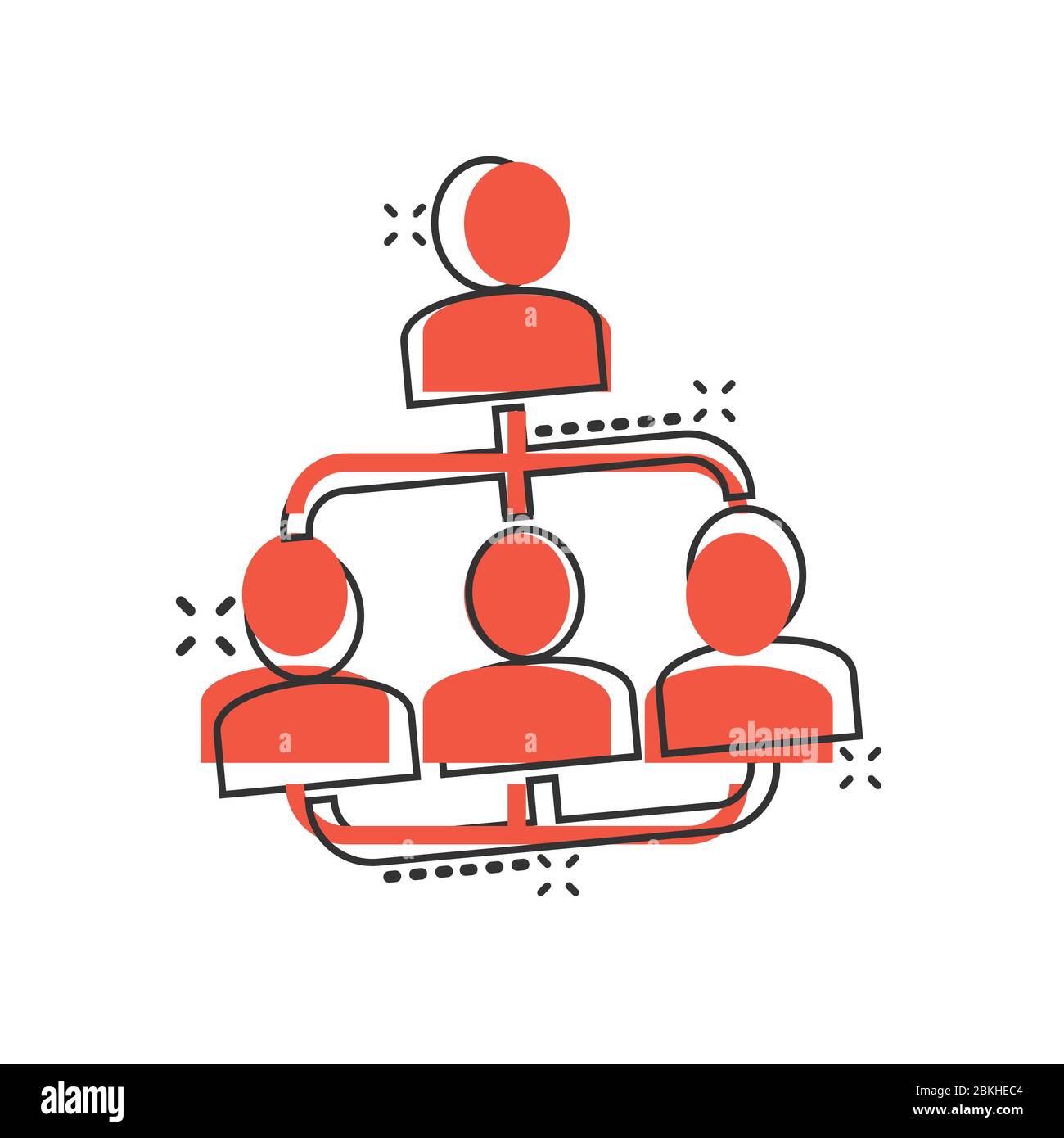 Corporate organization chart with business people vector icon in comic ...