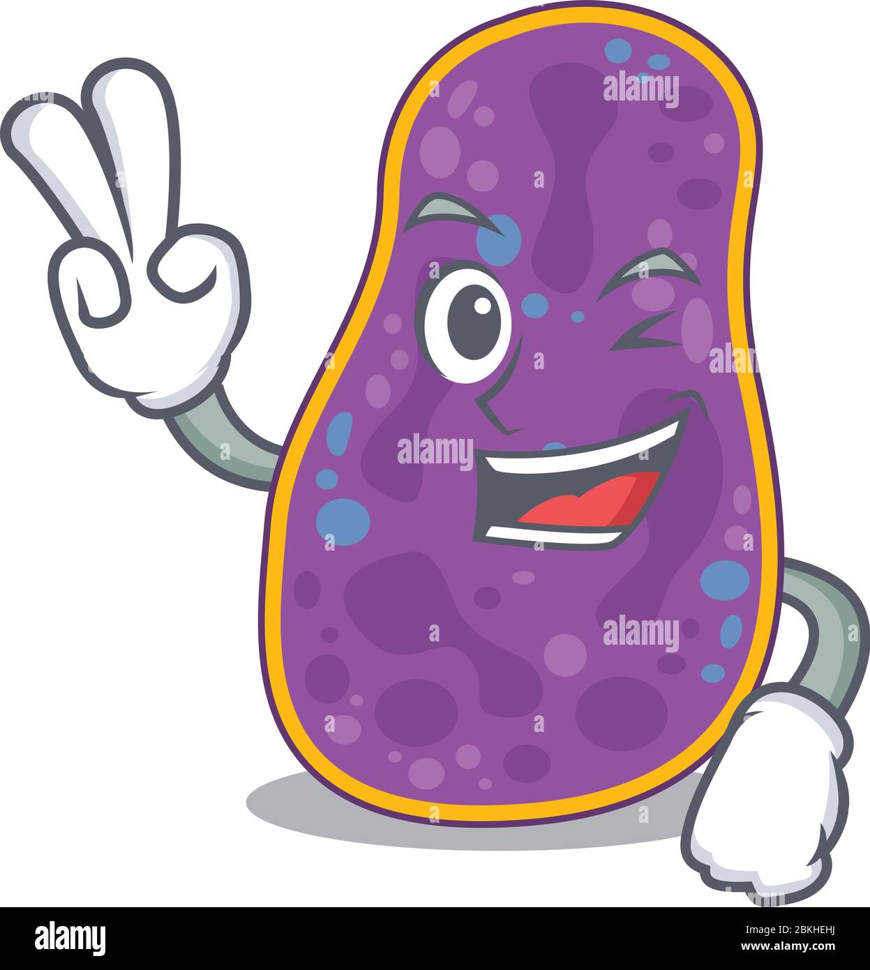 Happy shigella sp. bacteria cartoon design concept with two fingers ...