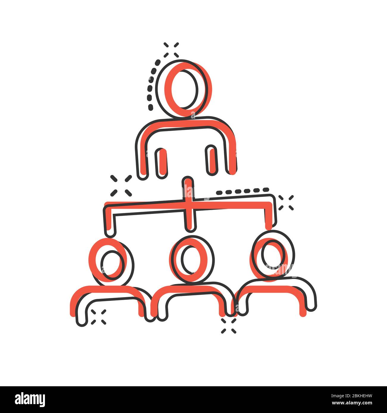 Corporate organization chart with business people vector icon in comic ...