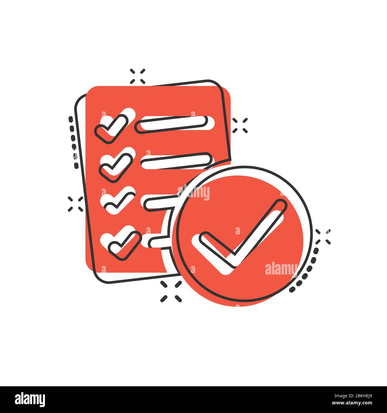 Document checklist icon in comic style. Report cartoon vector ...