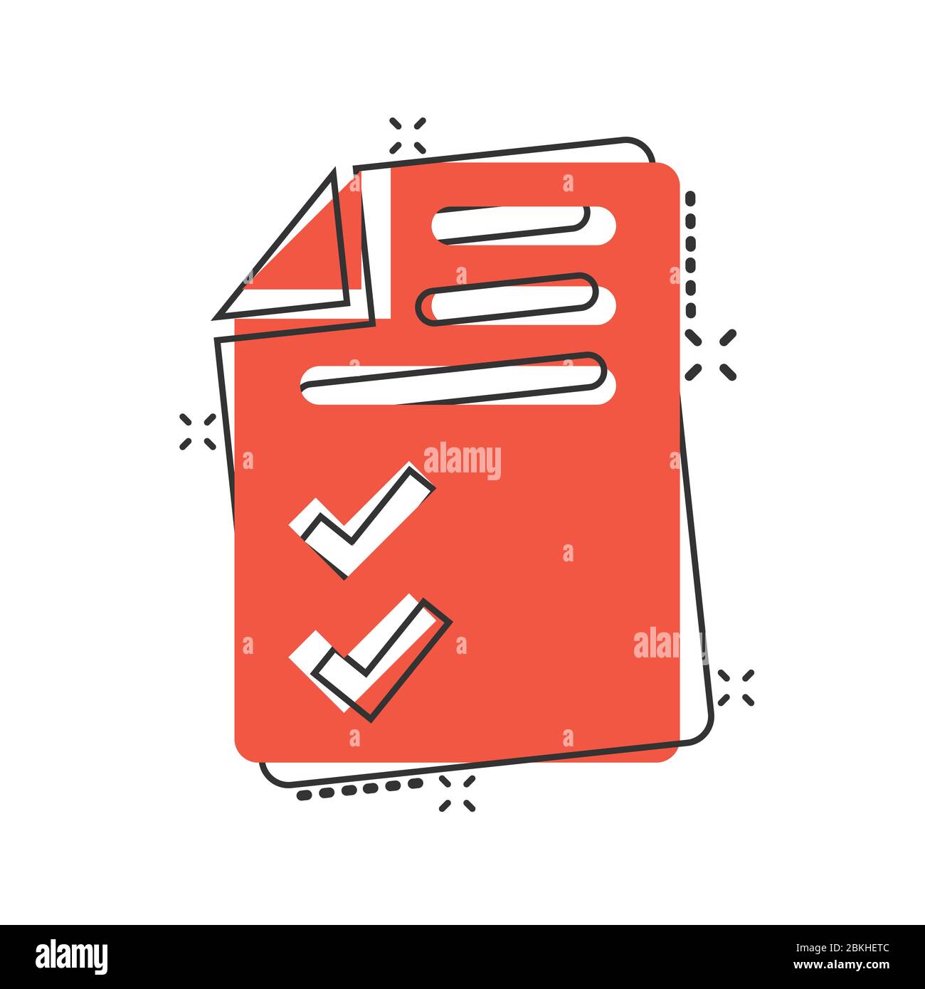 Document checklist icon in comic style. Report cartoon vector ...