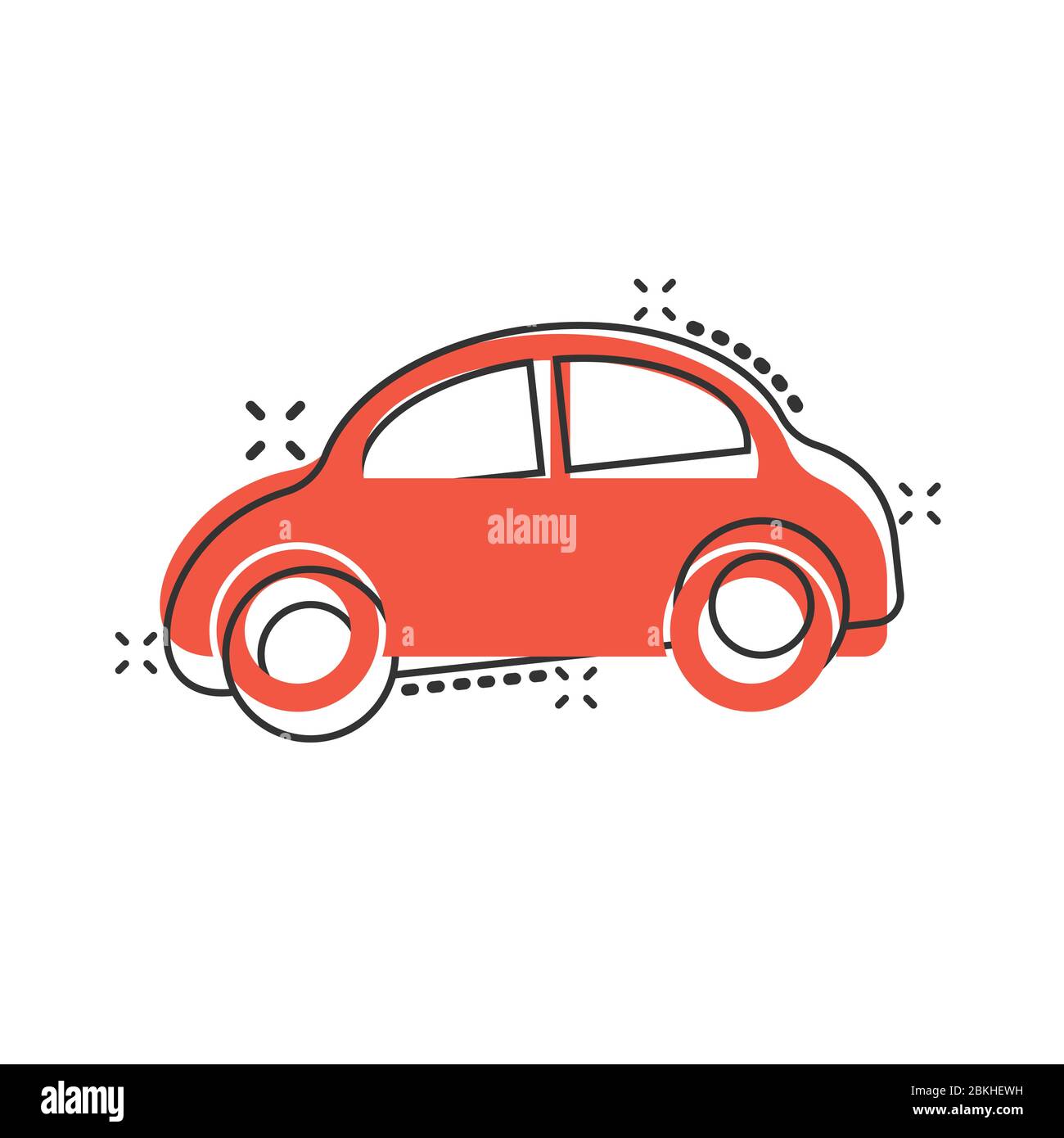 Car icon in comic style. Automobile vehicle cartoon vector illustration ...