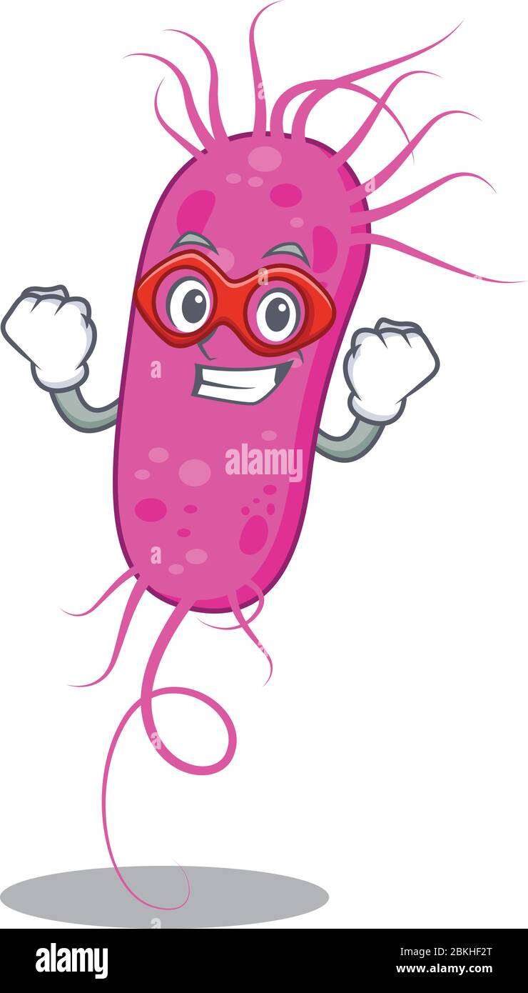 A cartoon character of pseudomoa bacteria performed as a Super hero ...