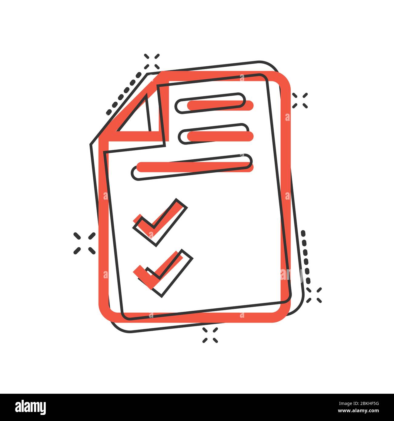 Document checklist icon in comic style. Report cartoon vector ...