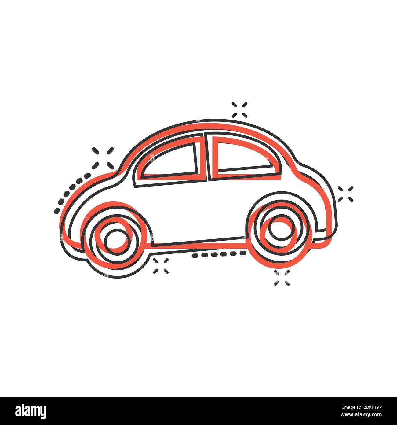 Car icon in comic style. Automobile vehicle cartoon vector illustration ...
