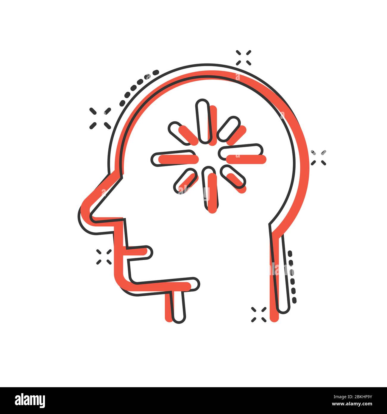 Mind awareness icon in comic style. Idea human cartoon vector ...