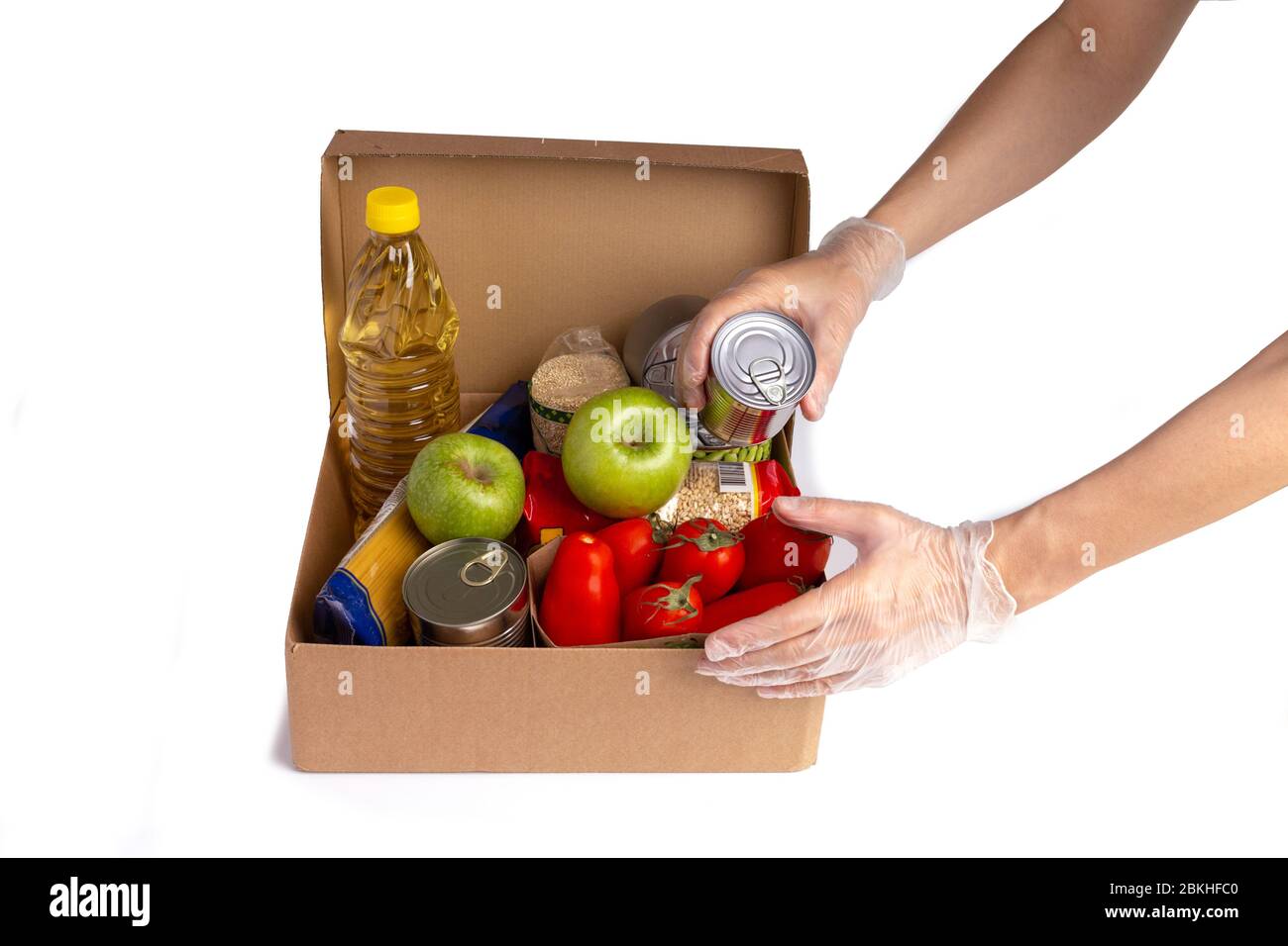 Foodstuffs of donation box hi-res stock photography and images - Alamy
