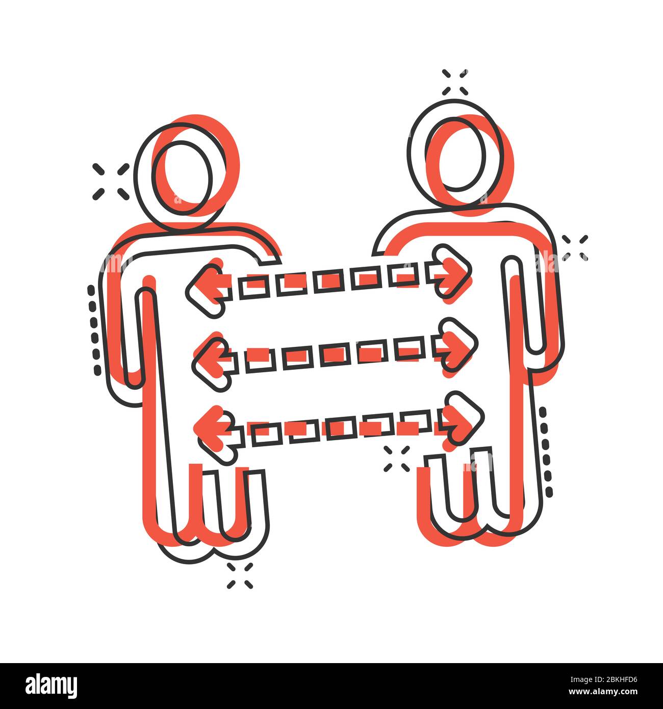 People referral icon in comic style. Business communication cartoon ...