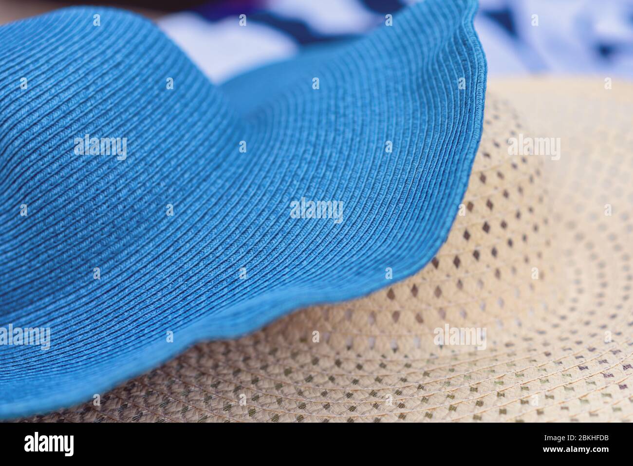 Two summer straw hats on the Alikanas beach, Zakynthos Island, Greece ...