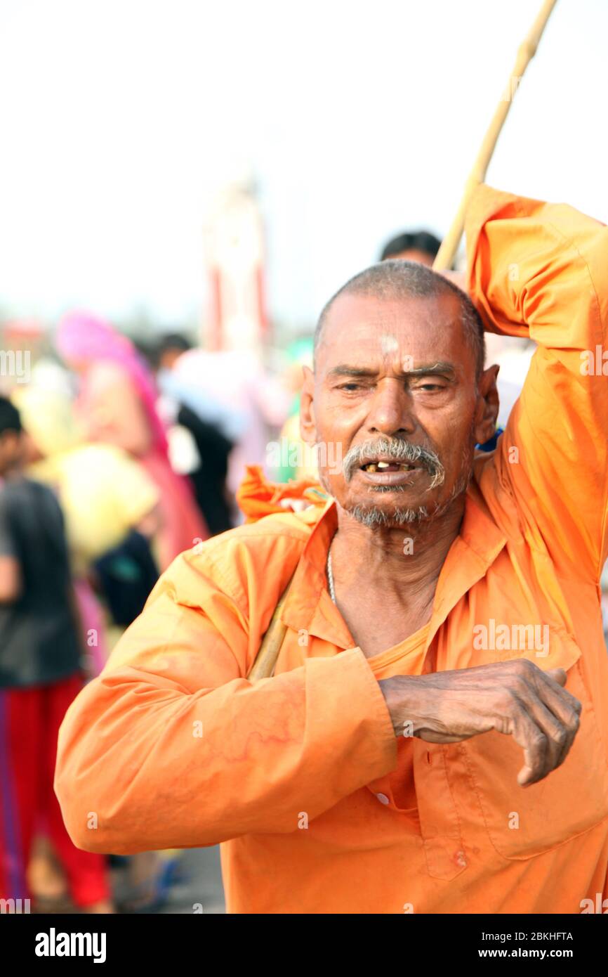 Indian Baba Swami Sadhu Holyman Saddhu in front of temple Haridwar ...