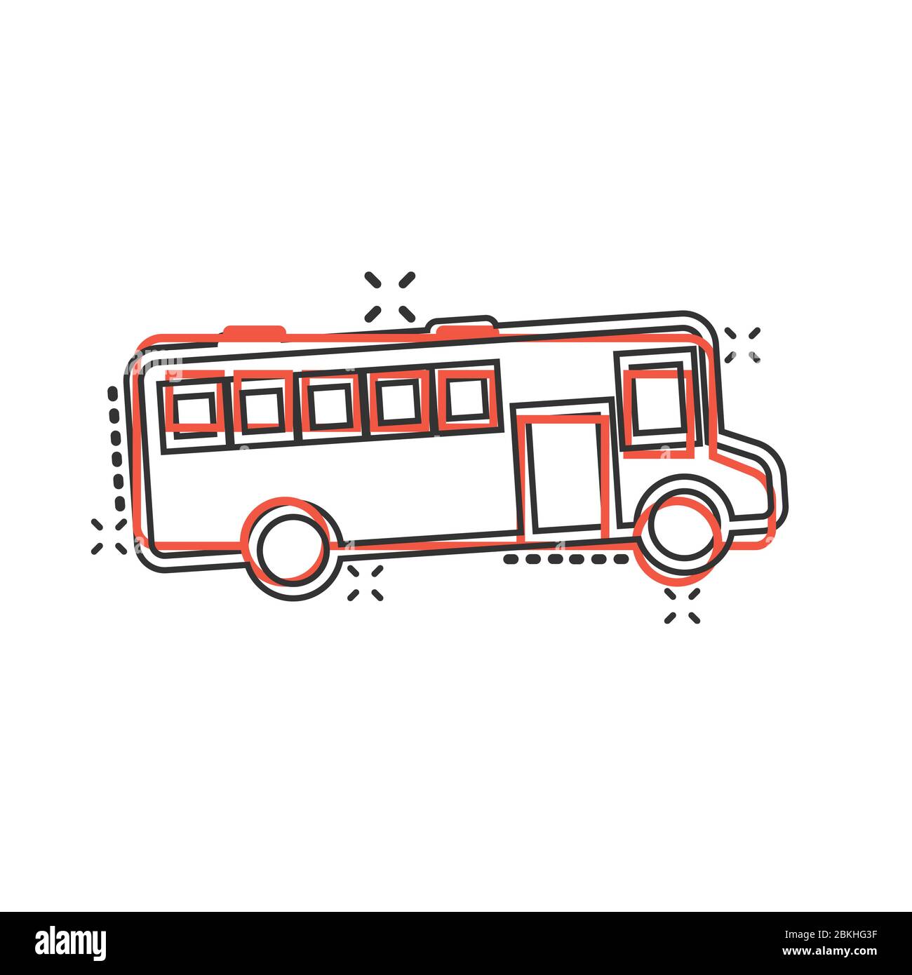 Bus icon in comic style. Coach cartoon vector illustration on white ...