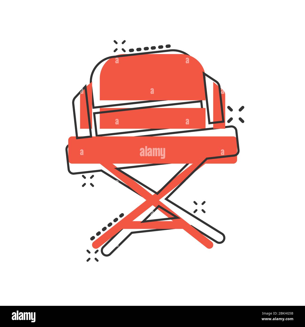 Director chair icon in comic style. Producer seat cartoon vector ...