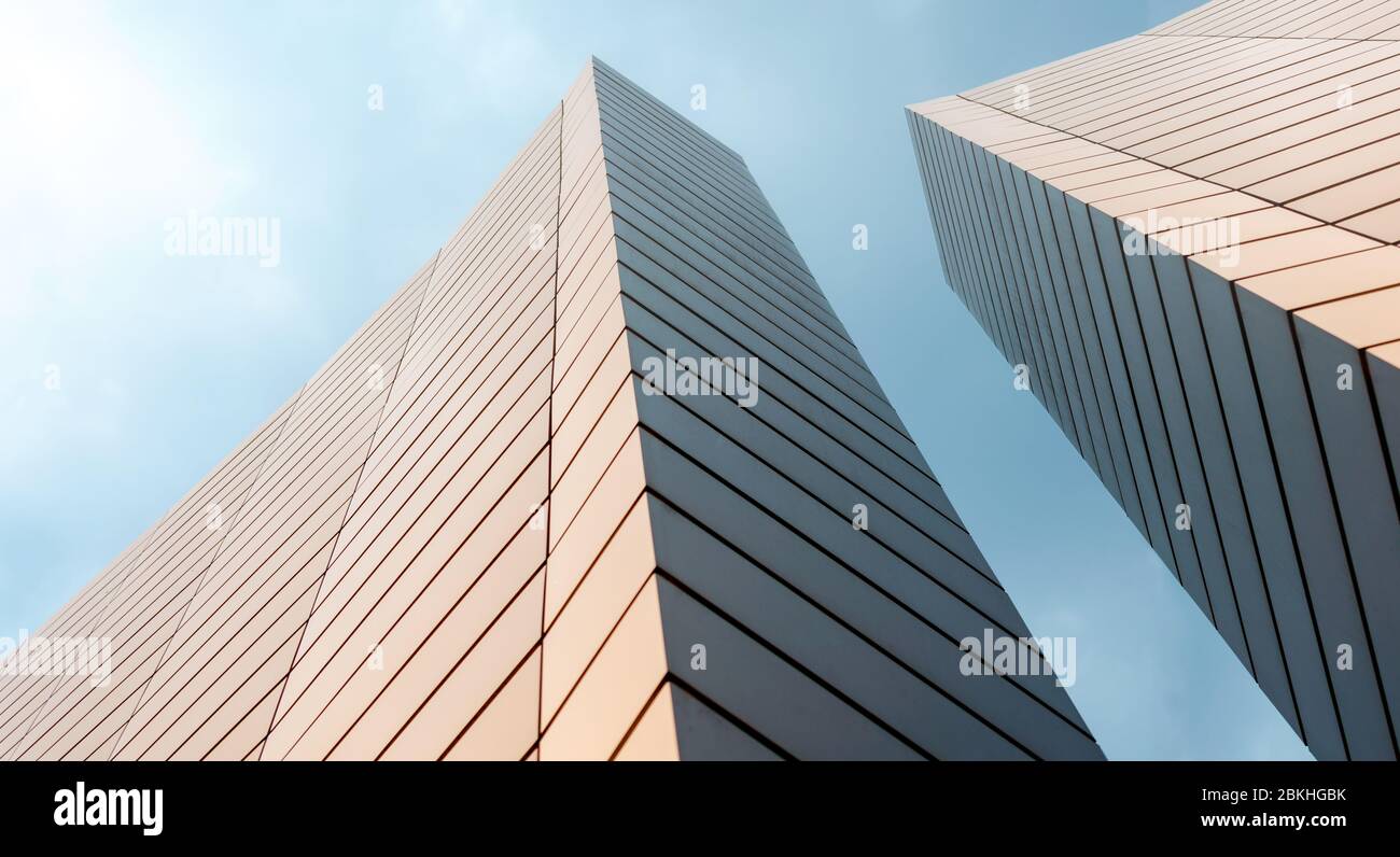 wall of a modern building on a background of blue sky abstract ...