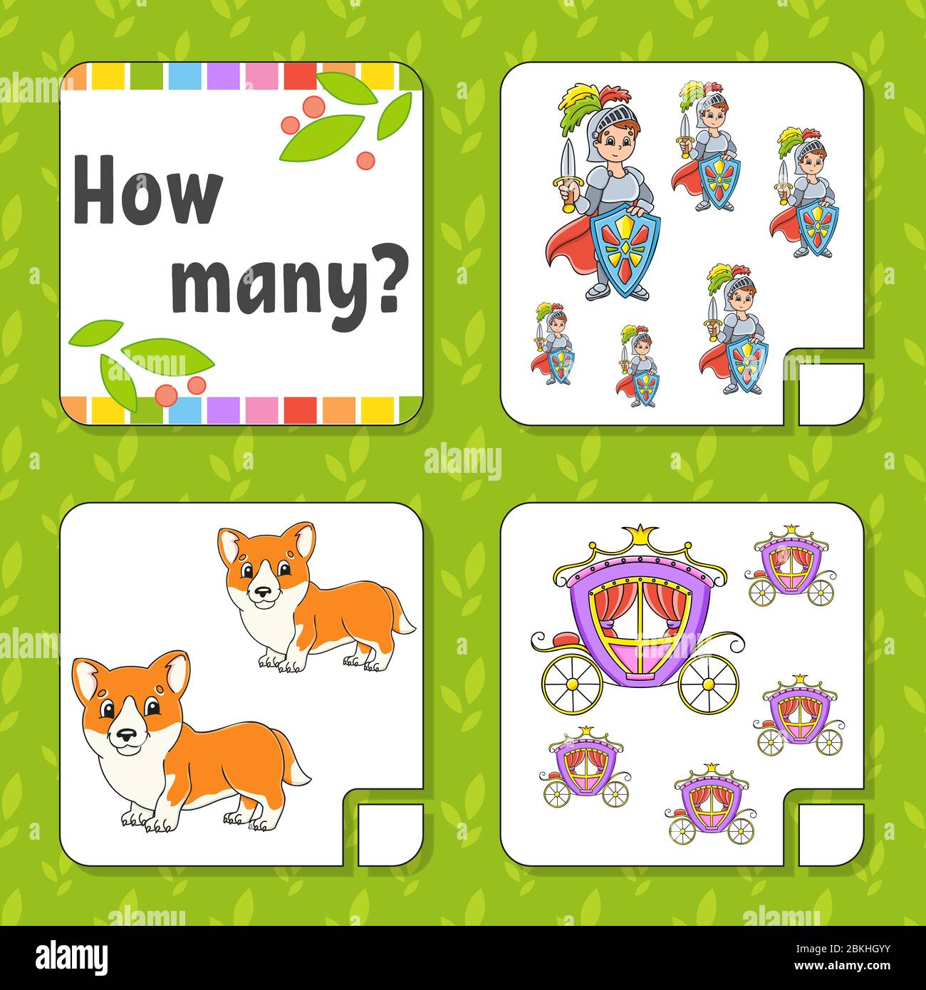 Counting game for children. Happy characters. Learning mathematics. How ...