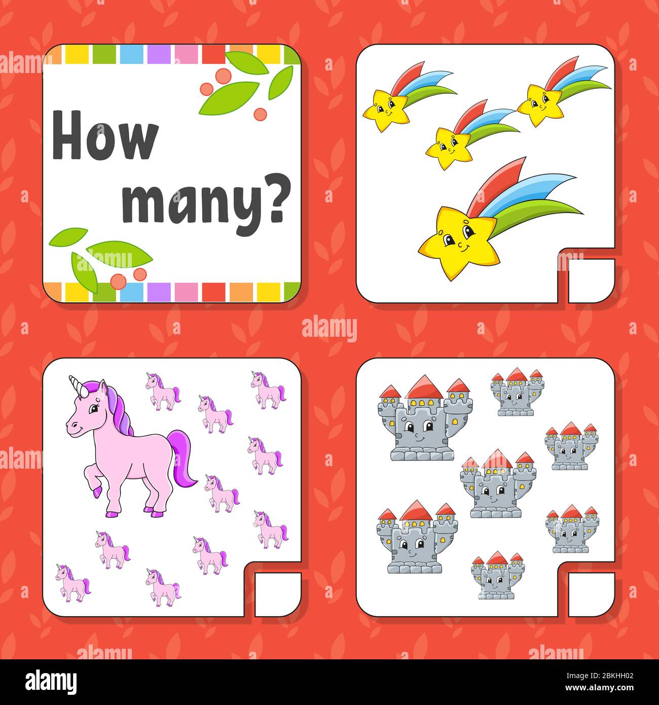 Counting game for children. Happy characters. Learning mathematics. How ...