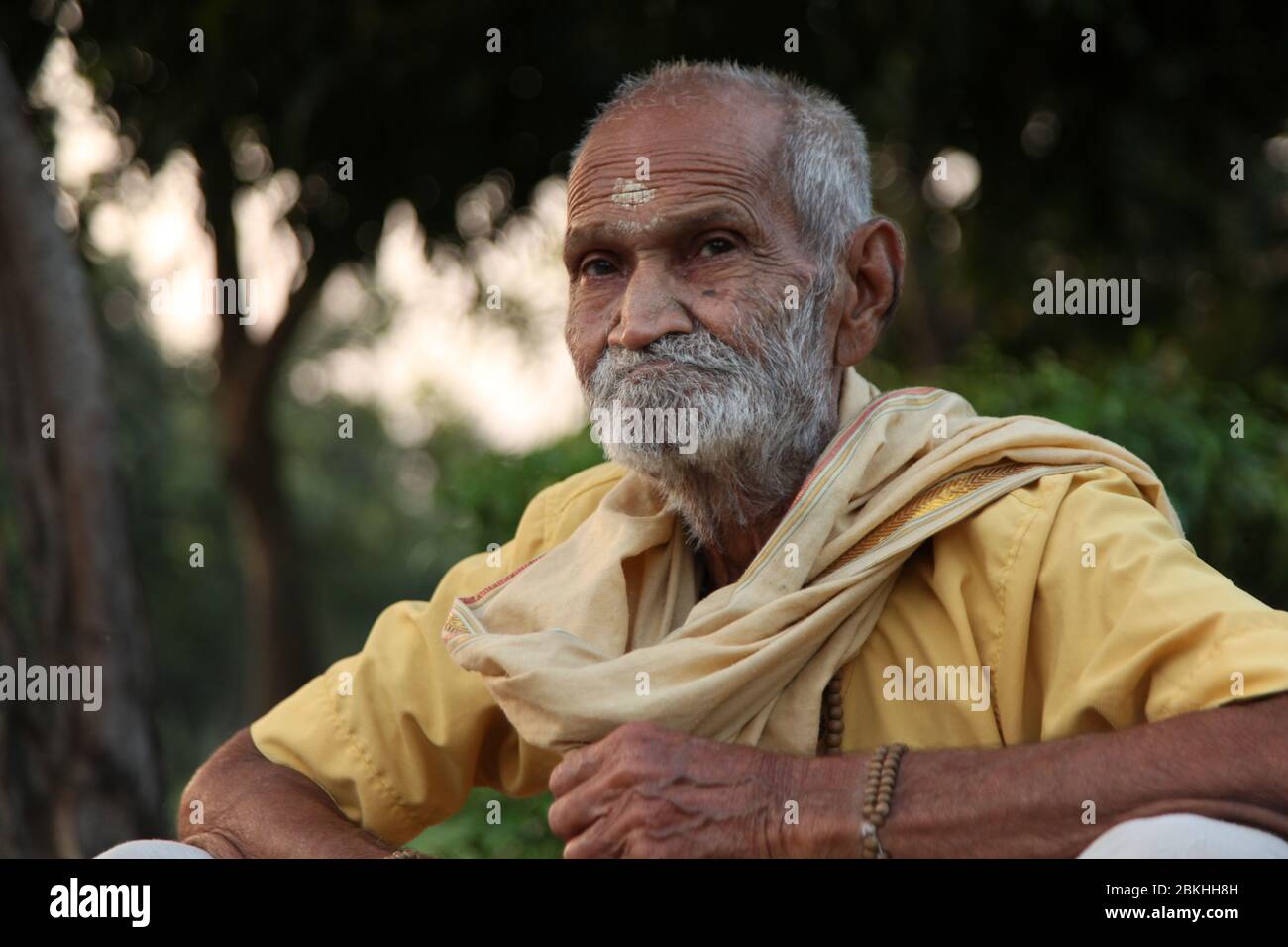 Indian Baba Swami Sadhu Holyman Saddhu in front of temple Haridwar ...