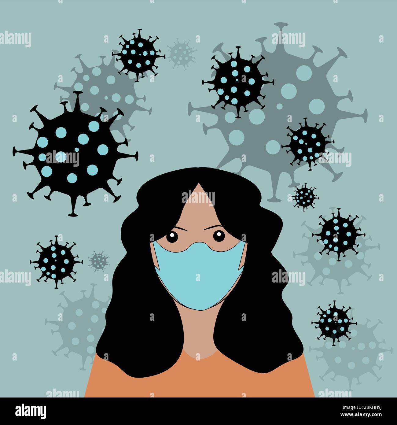 Girl medical mask on face Stock Vector Images - Alamy