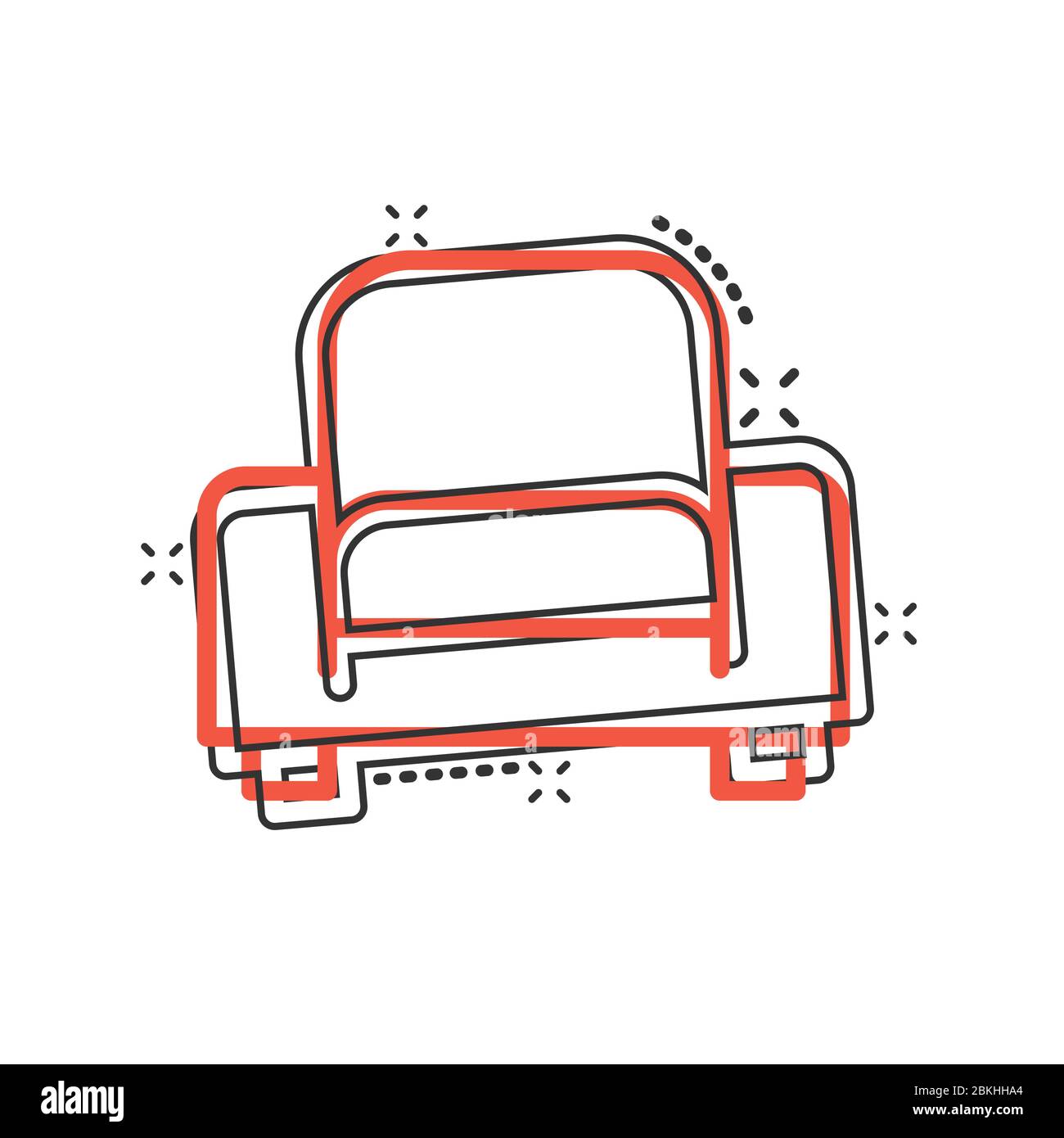 Cinema chair icon in comic style. Armchair cartoon vector illustration ...