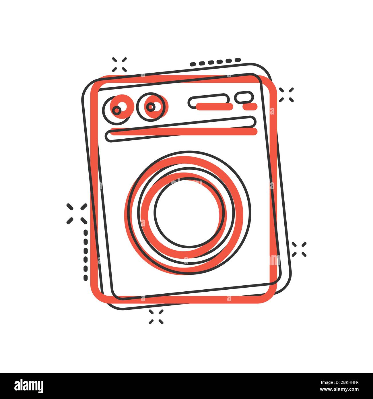 Washing machine icon in comic style. Washer cartoon vector illustration ...