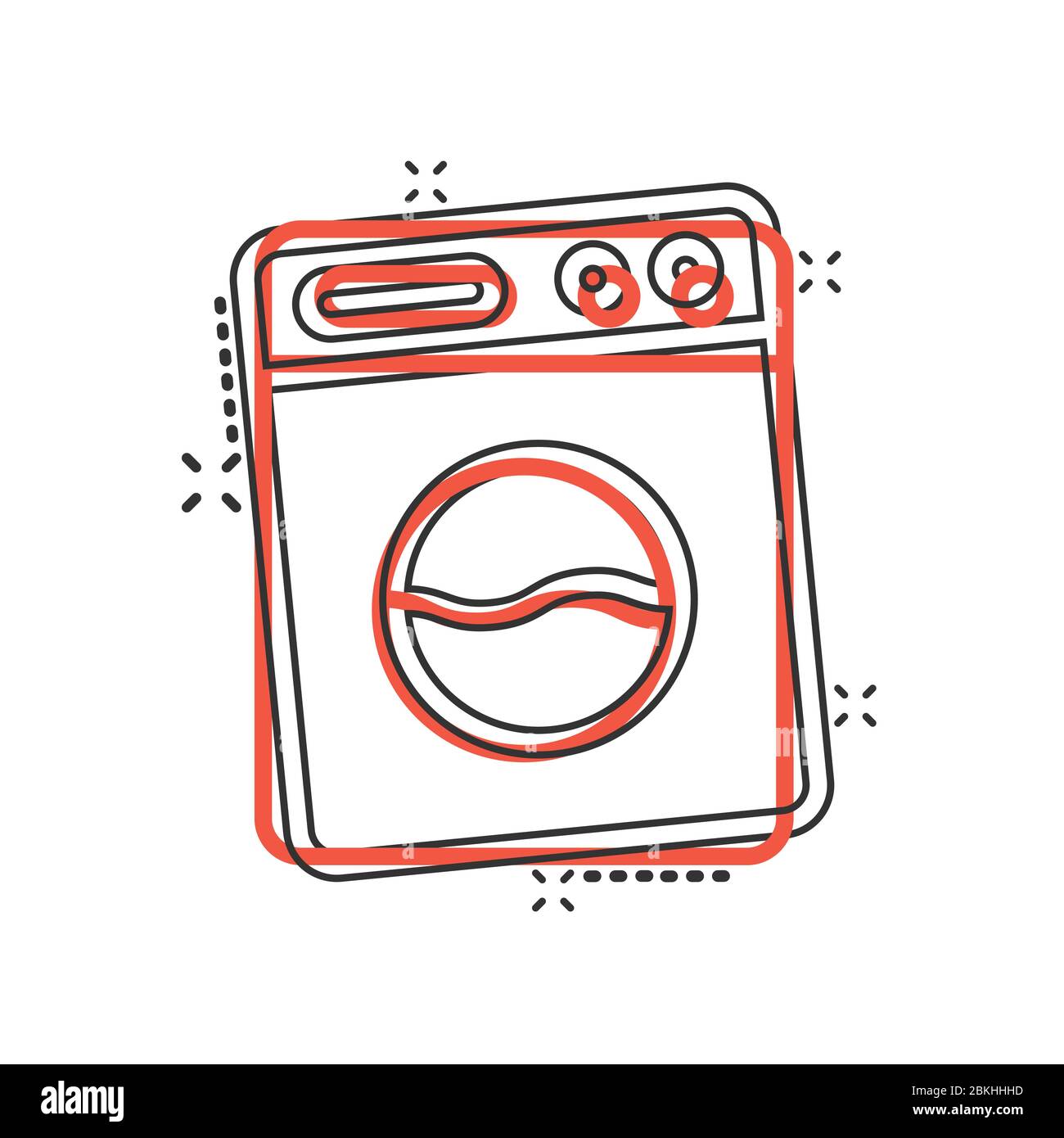 Washing machine icon in comic style. Washer cartoon vector illustration ...