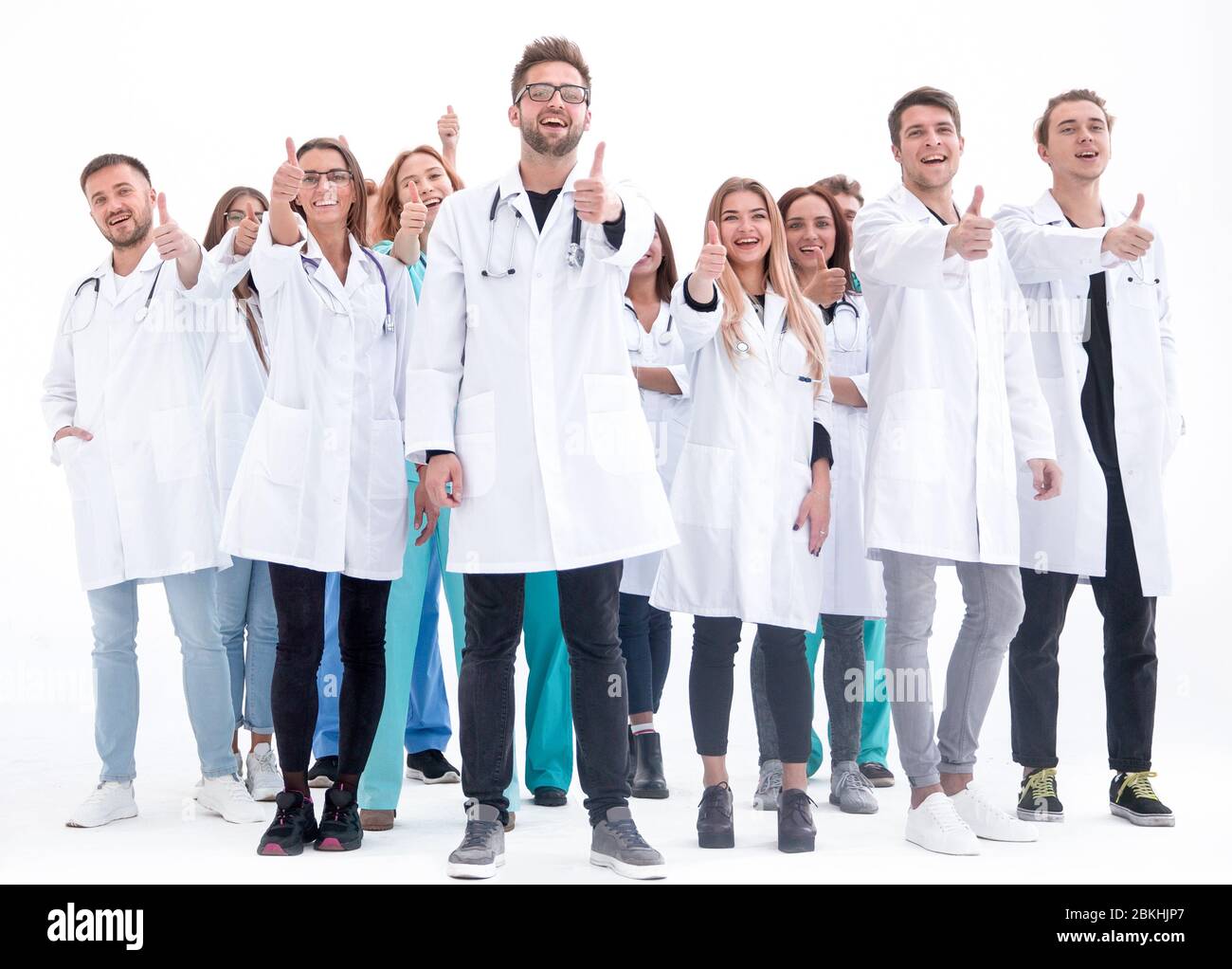 large group of diverse doctors giving a thumbs up Stock Photo - Alamy